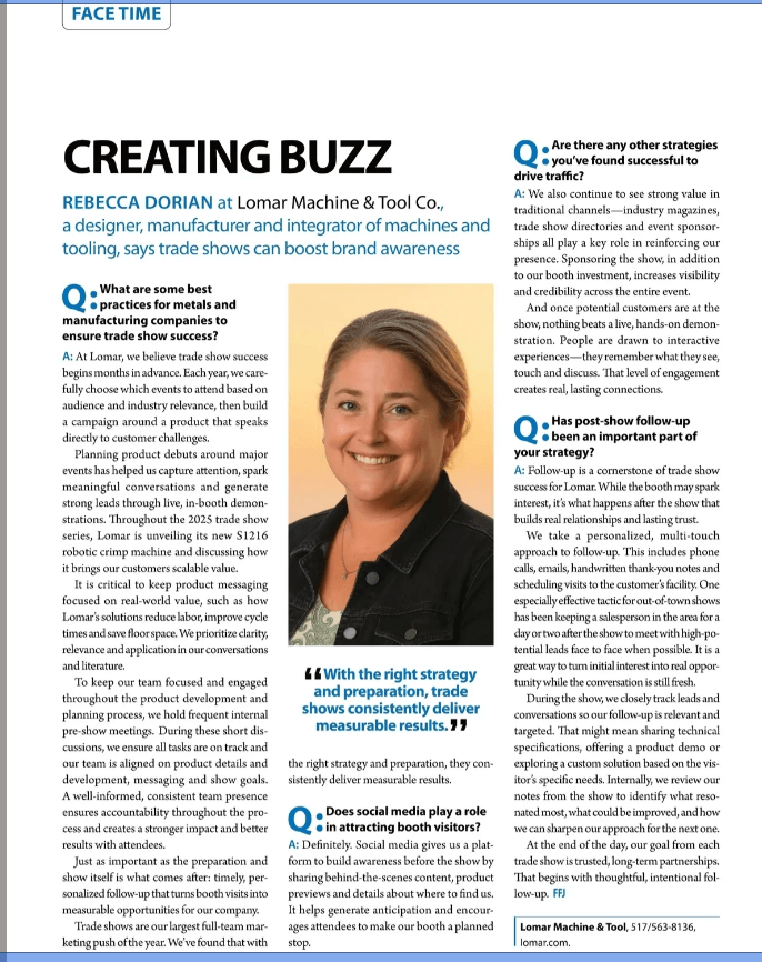 Lomar Featured in FF Journal - Lomar Machine & Tool